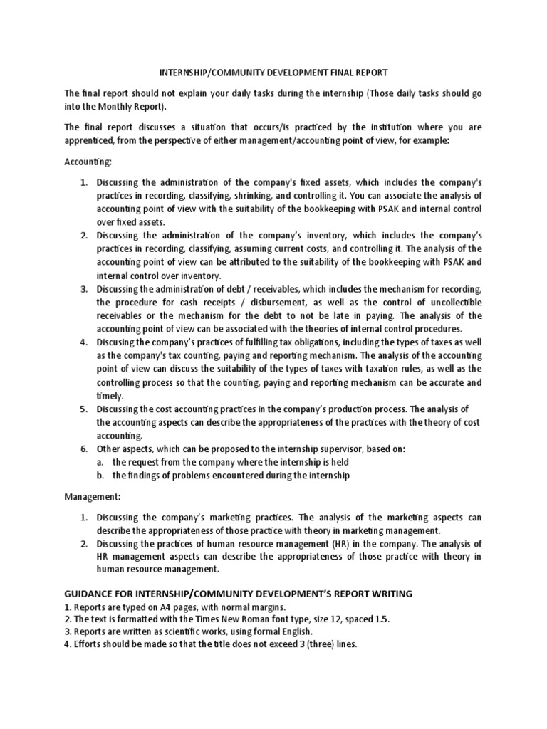 Internship Report Guide | PDF | Theory | Accounting