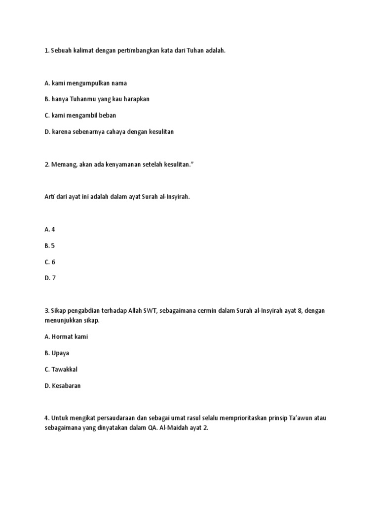 Soal Soal Pai | PDF | Seni & Disiplin Bahasa | Kajian Bahasa Asing