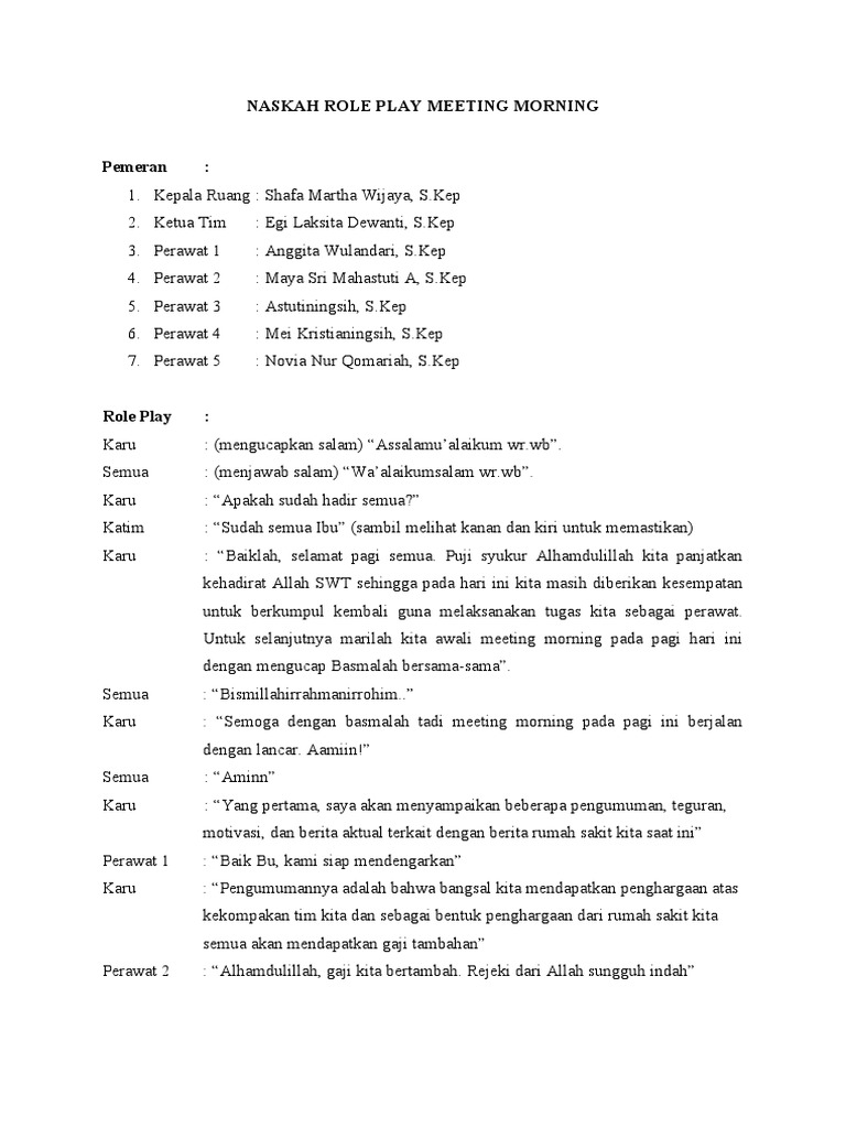 Naskah Role Play Meeting Morning | PDF