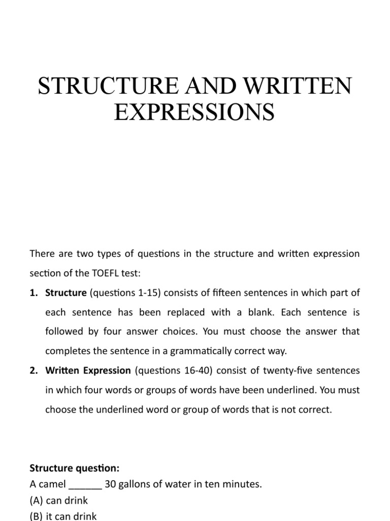 Structure and Written Expression | PDF | Grammatical Number | Verb