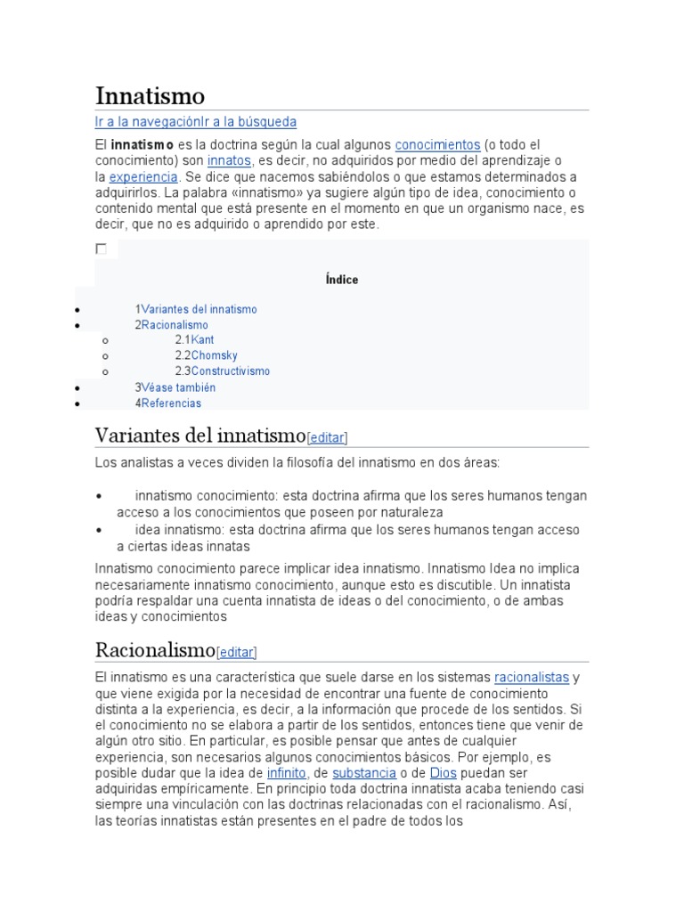 El Innatismo | PDF | Teorías filosóficas | Epistemología
