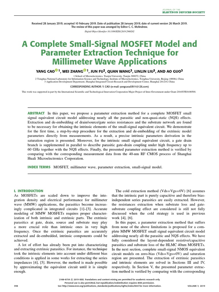 A Complete Small Signal Mosfet Model And Parameter Extraction Technique For Millimeter Wave