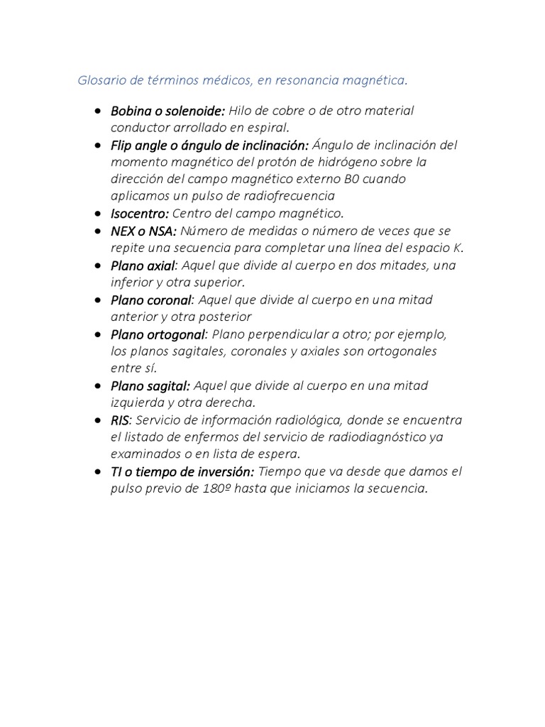 Glosario de Términos Médicos | PDF | Radiología | Medicina CLINICA