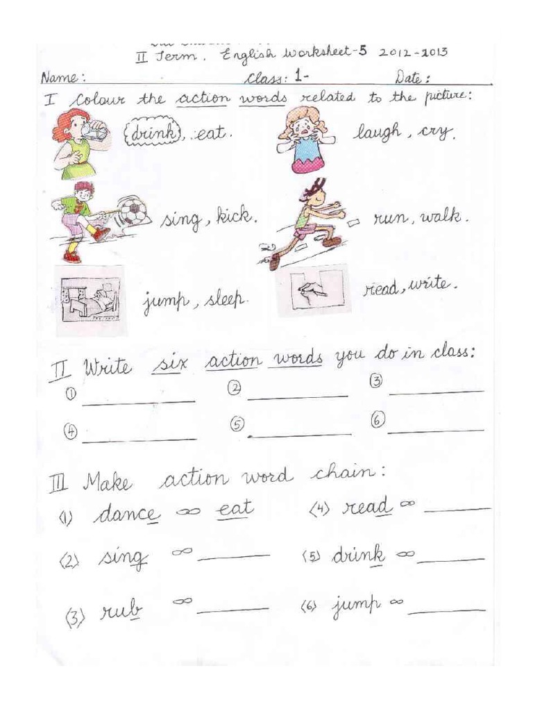 CBSE Class 1 English Worksheet | PDF