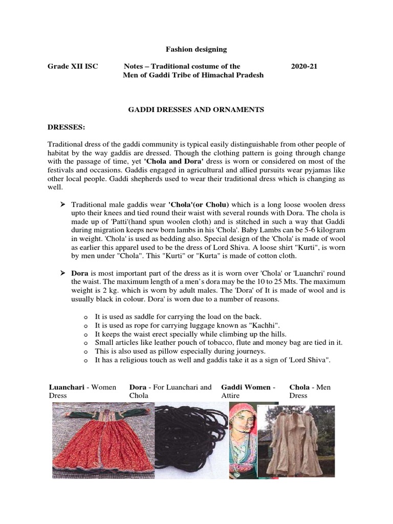 Notes - Men's Costume - Gaddi Tribe of Himachal Pradesh | PDF ...