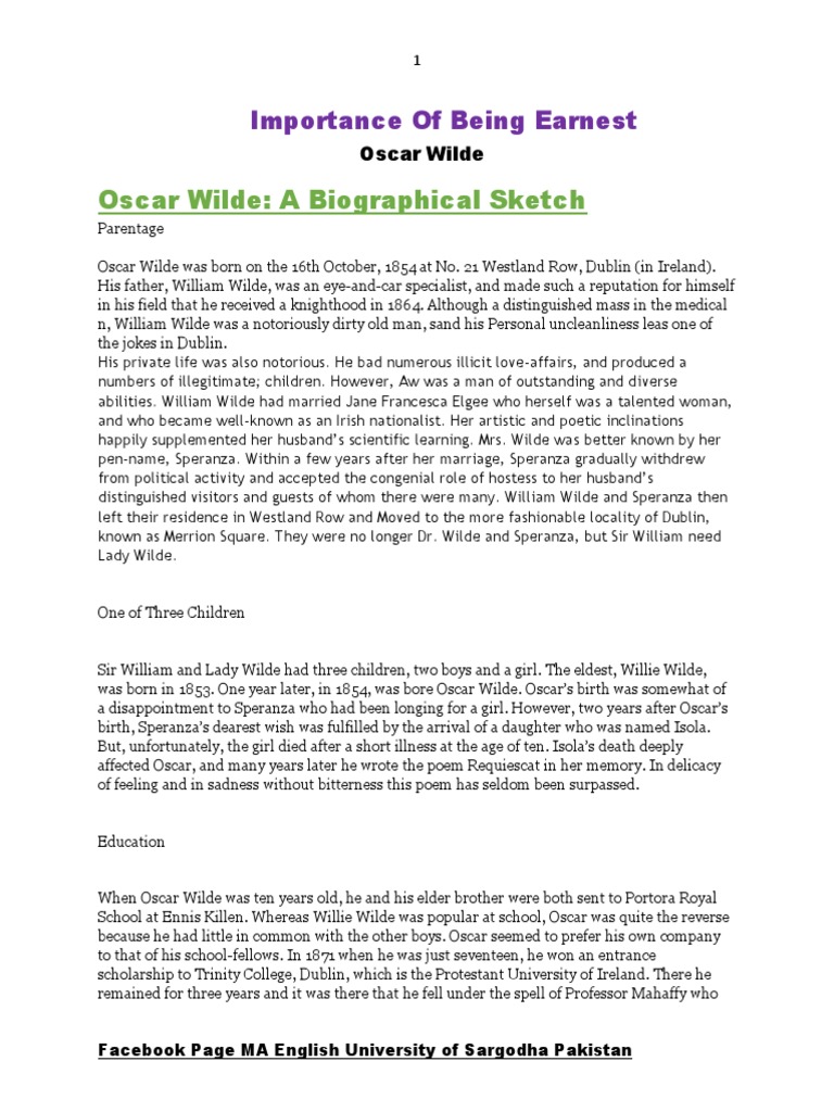 Importance of Being Earnest | PDF | Oscar Wilde