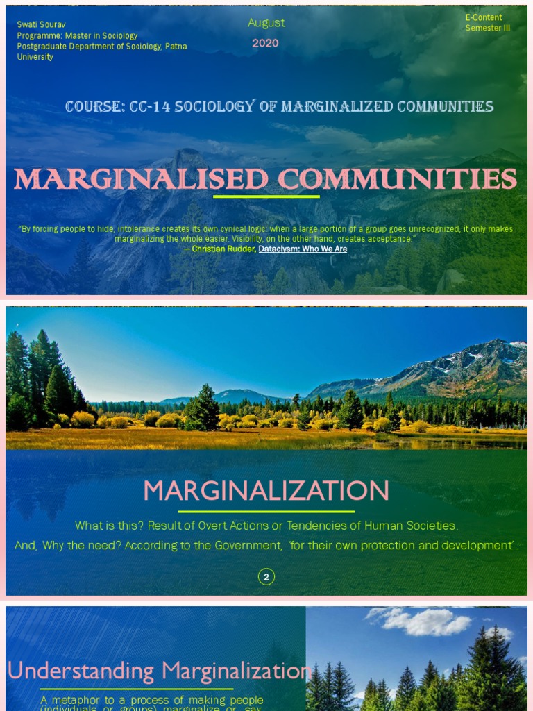 Marginalised Communities: Course: Cc-14 Sociology of Marginalized ...