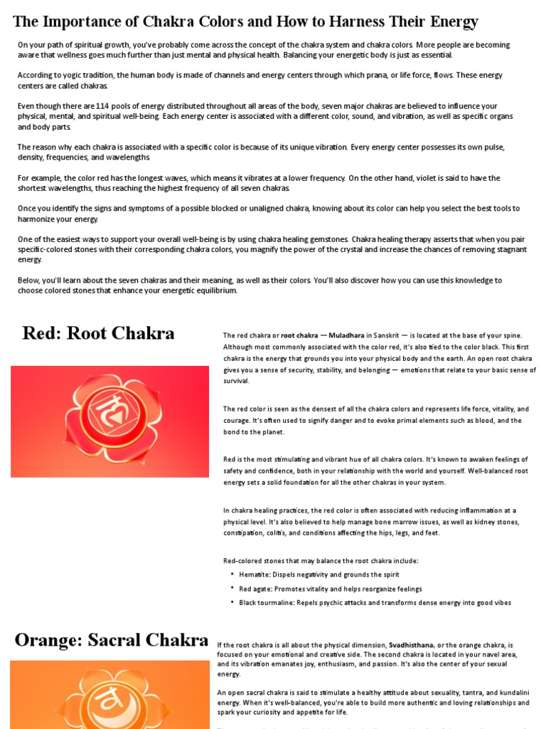 7 Chakras & Its Colours | PDF | Chakra