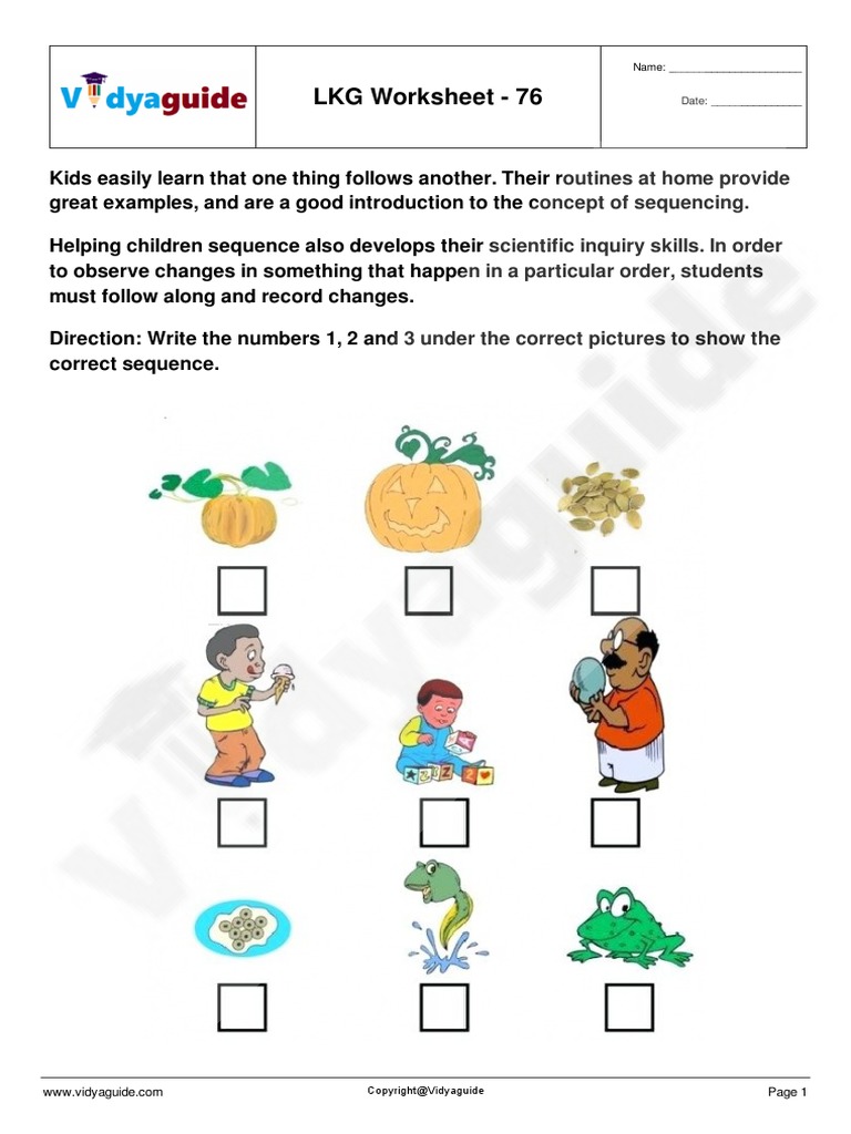 LKG Worksheet - 76: Name: - Date | PDF | Cognition