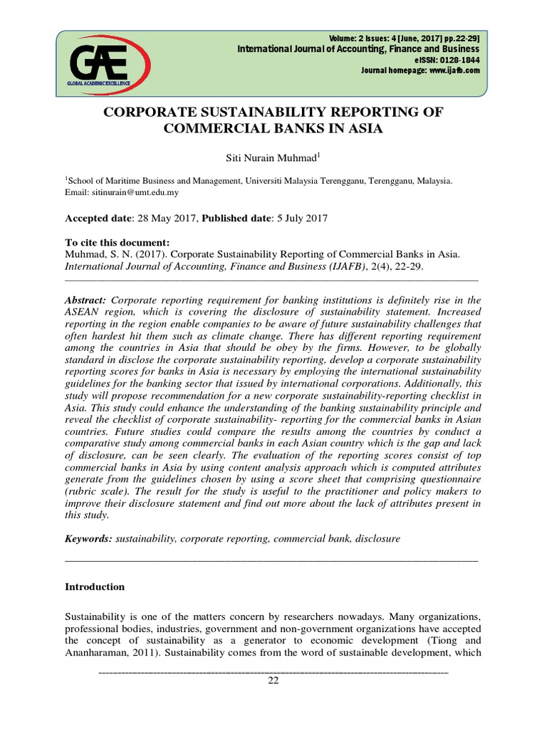 Cor. Sus Reporting of Commercial Banks in Asia | PDF | Sustainability ...