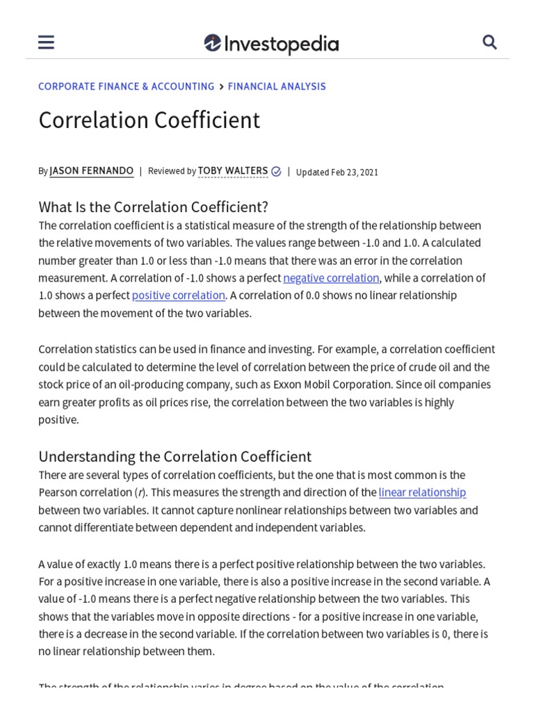 What Is The Correlation Coefficient? | PDF | Correlation And Dependence ...