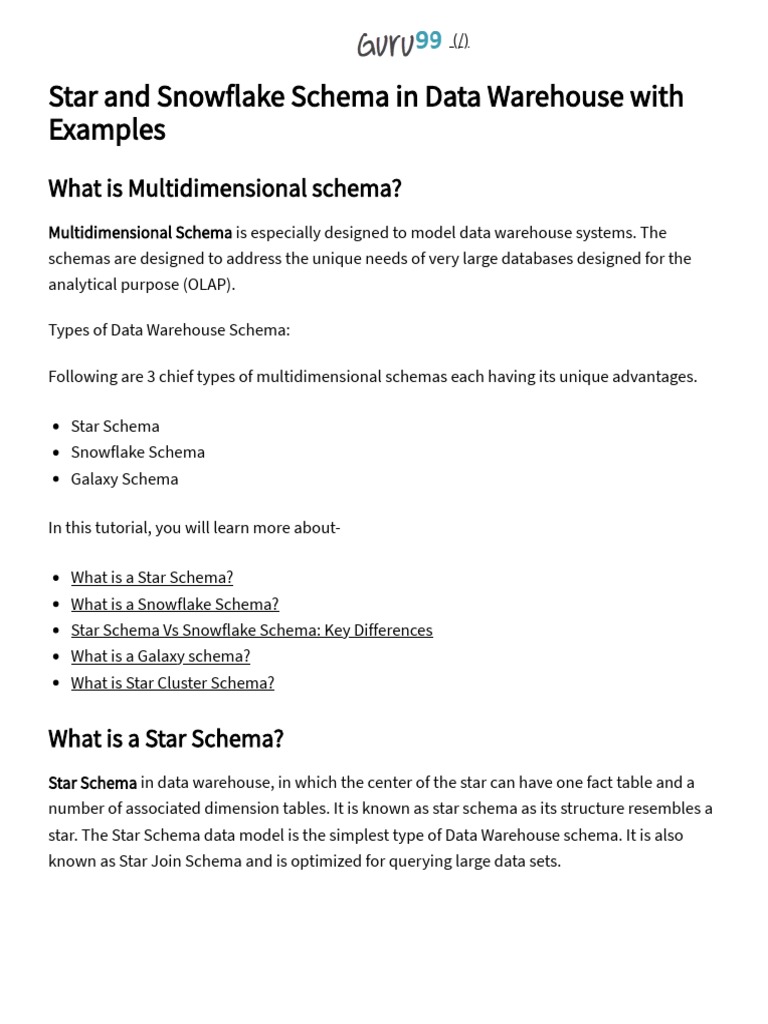 Star and Snowflake Schema in Data Warehousing: A Guide to Dimensional ...