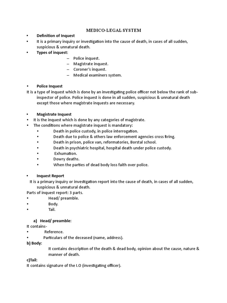 An Overview of Medico-Legal Death Investigation Systems and Procedures ...