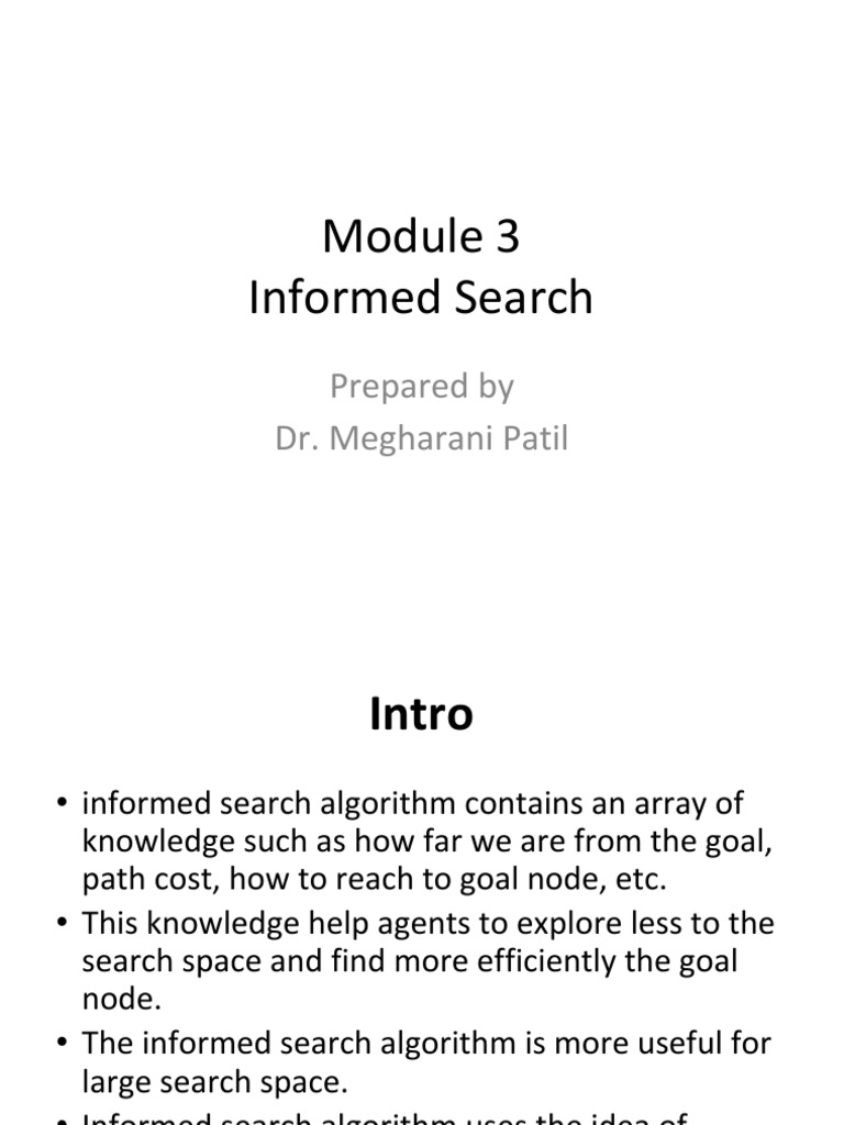Informed Search: Prepared by Dr. Megharani Patil | Descargar gratis PDF ... Informed Search: Prepared by Dr. Megharani Patil | Descargar gratis PDF ...
