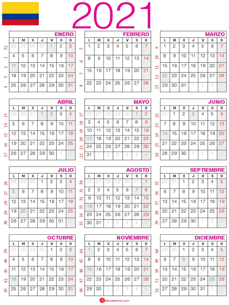 Calendario 2021 Colombia | PDF
