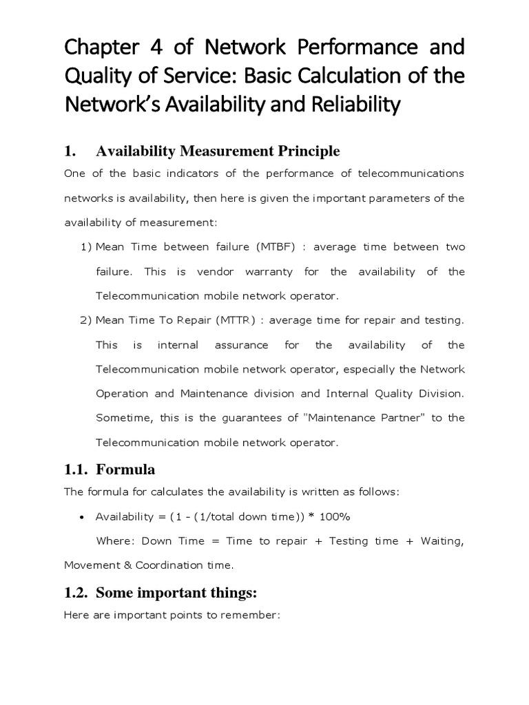 Chapter 4 of Network Performance and Quality of Service: Basic ...