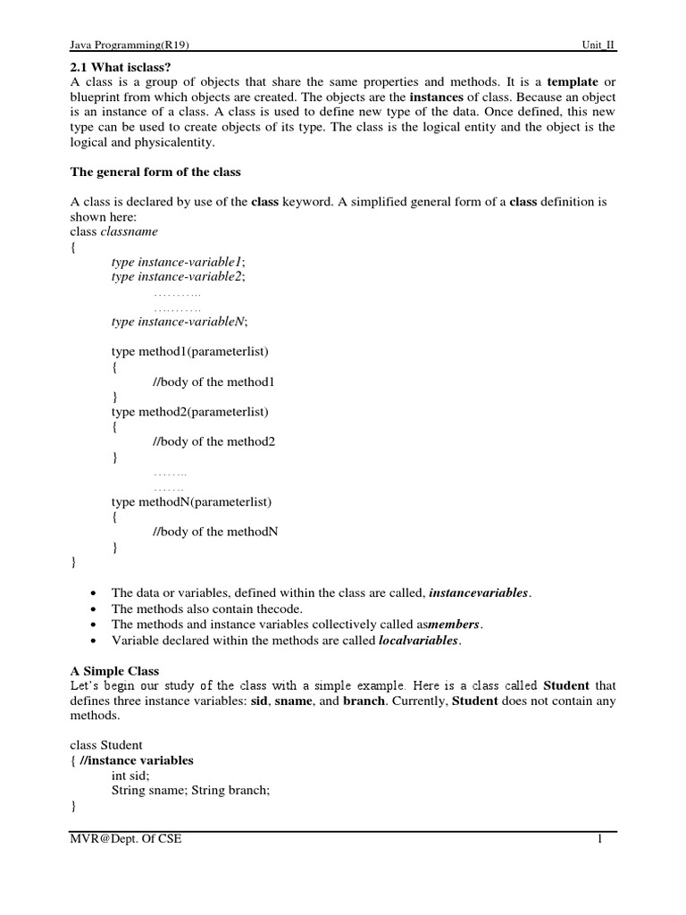 Java Class and Object Fundamentals | PDF | Class (Computer Programming ...