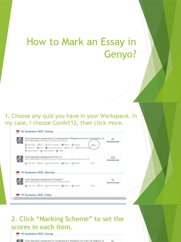 How To Mark An Essay in Genyo | PDF