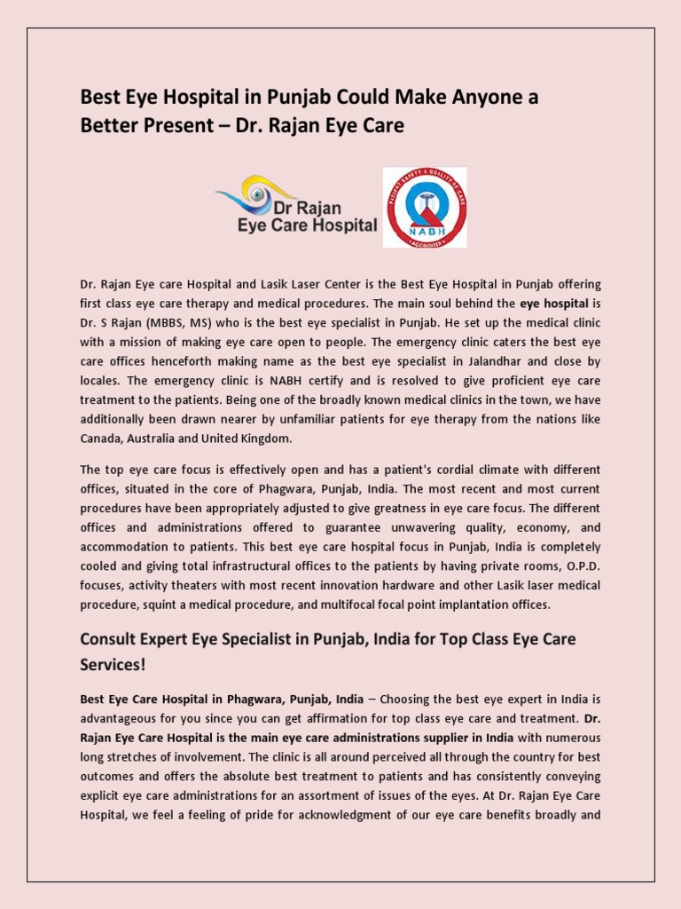 Best Eye Hospital in Punjab Could Make Anyone A Better Present - Dr. Rajan Eye Care | PDF ...