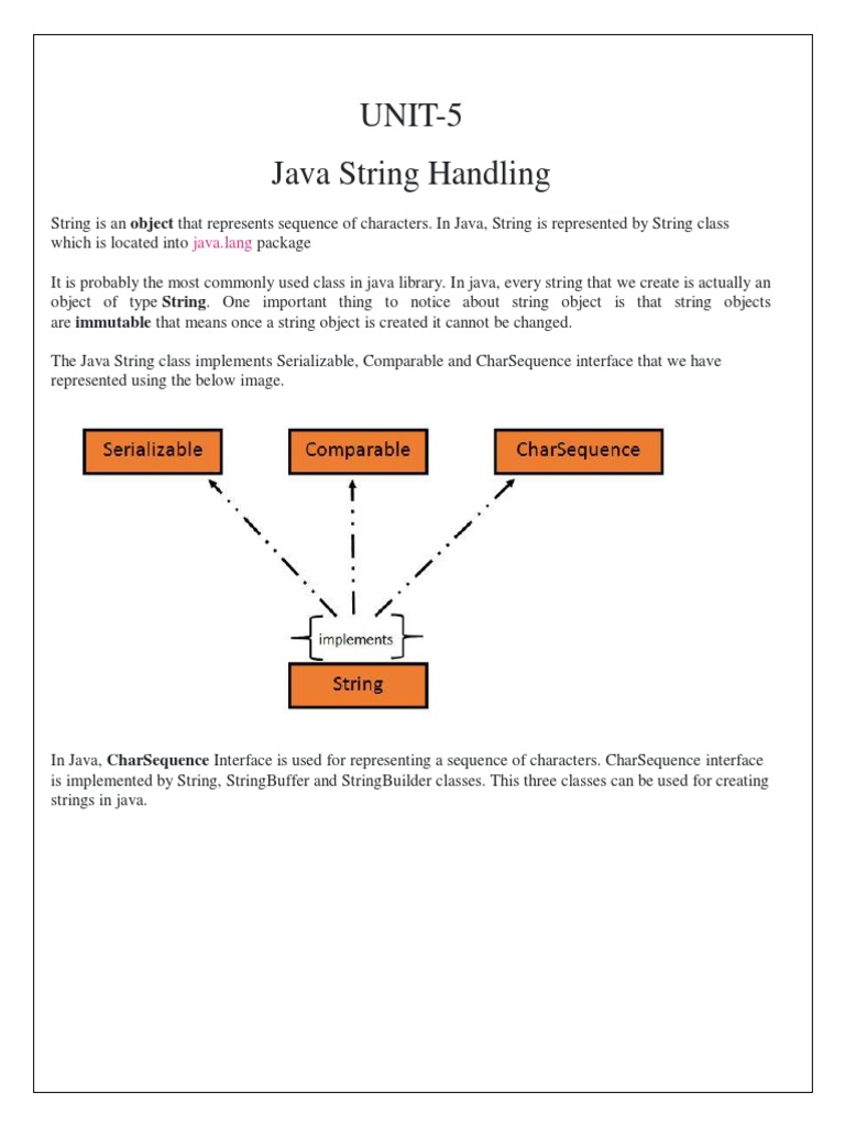 UNIT-5 Java String Handling | PDF | Process (Computing) | String (Computer Science)