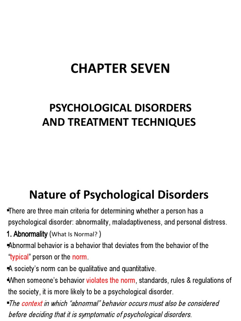 Chapter Seven: Psychological Disorders and Treatment Techniques | PDF ...