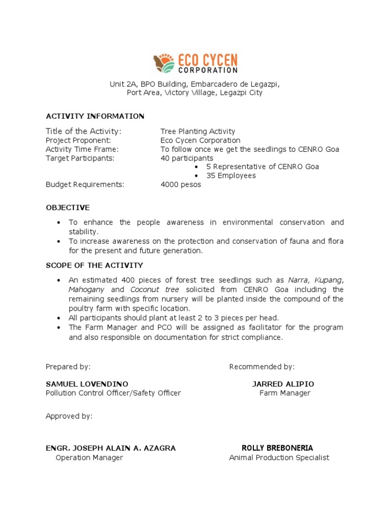 Tree Planting Proposal | PDF