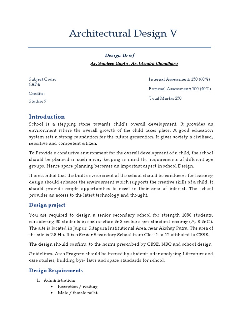 Design Brief School 2020 | PDF | Design | Schools