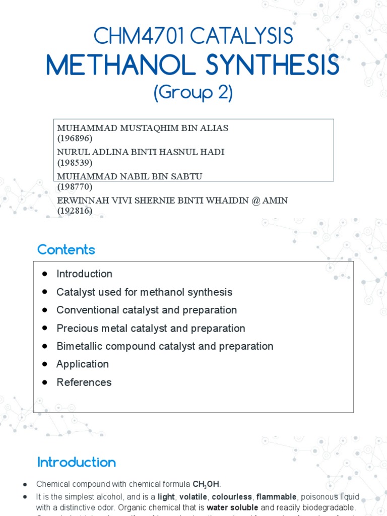 Methanol Synthesis Catalysts Overview | PDF | Palladium | Zinc Oxide