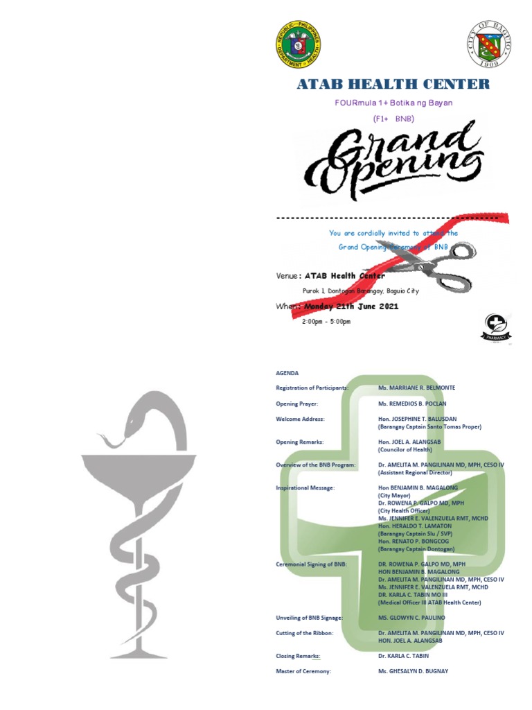 Grand Opening of ATAB Health Center BNB | PDF | Wellness