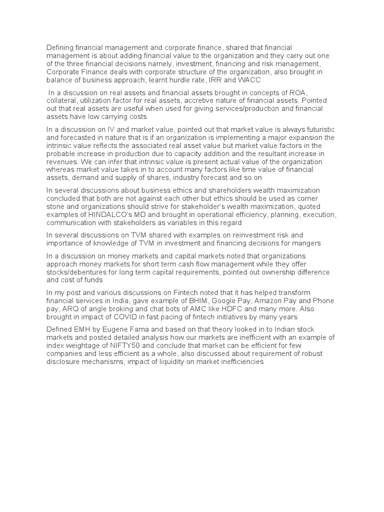 Financial Management Insights and Reflections | PDF | Economies ...