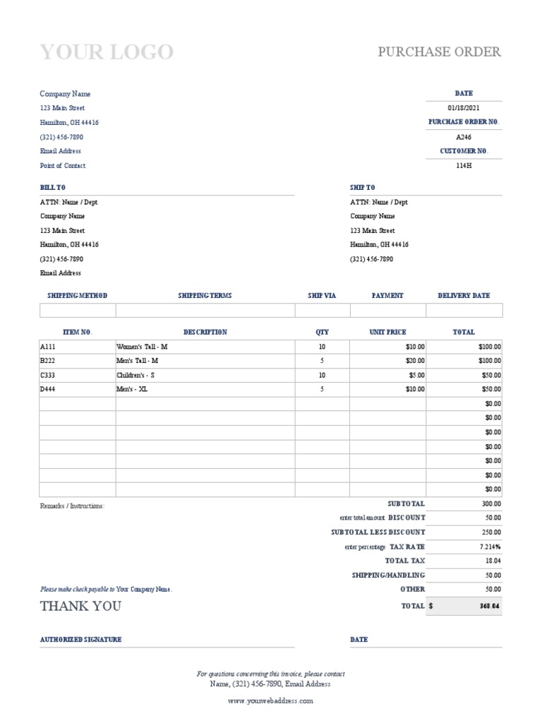 IC Generic Purchase Order Template 9181 | Download Free PDF | Economies ...