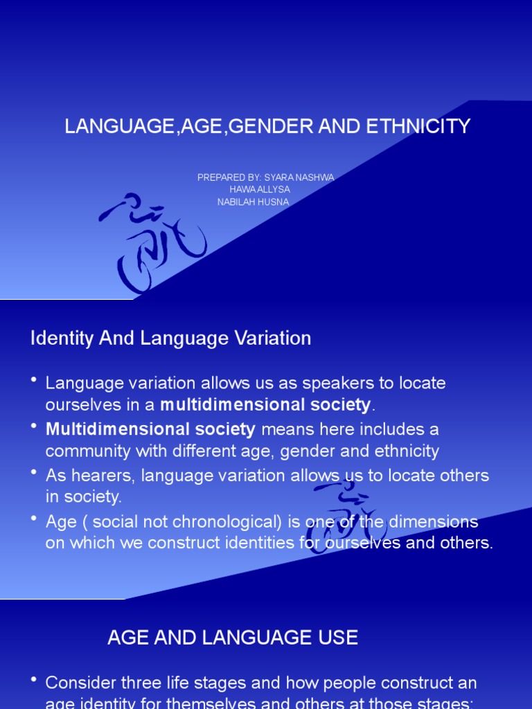 Language, Age, Gender and Ethnicity | PDF | English Language | Gender