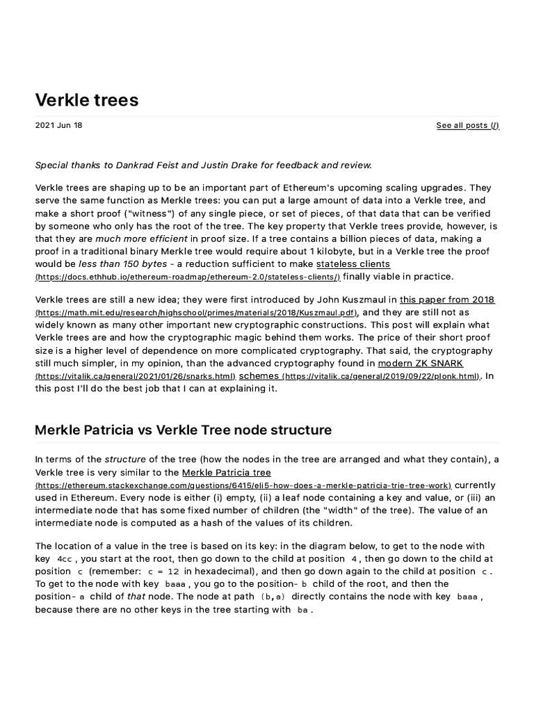 Verkle Trees: Merkle Patricia Vs Verkle Tree Node Structure | PDF ...