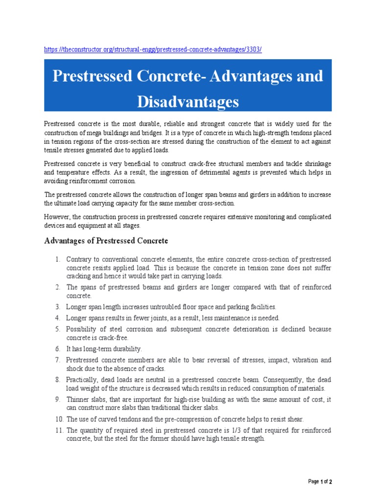 Advantage Pre Stresssed Concrete | PDF | Prestressed Concrete | Concrete