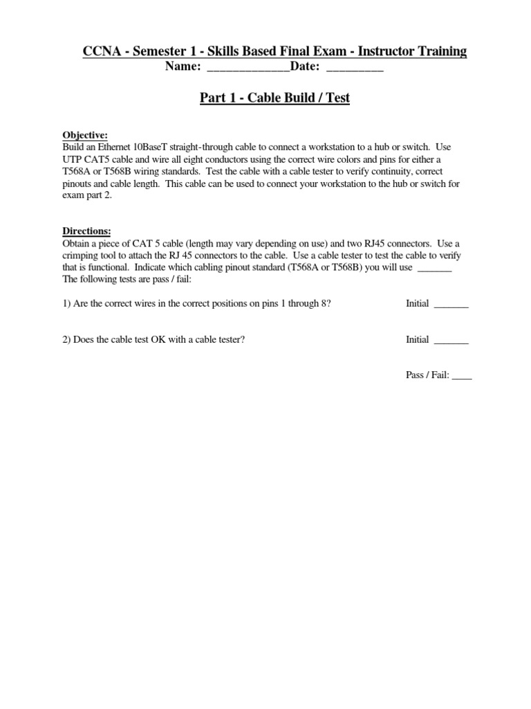 CCNA Semester 1-Skills Based Final Exam-Instructor Training | PDF ...
