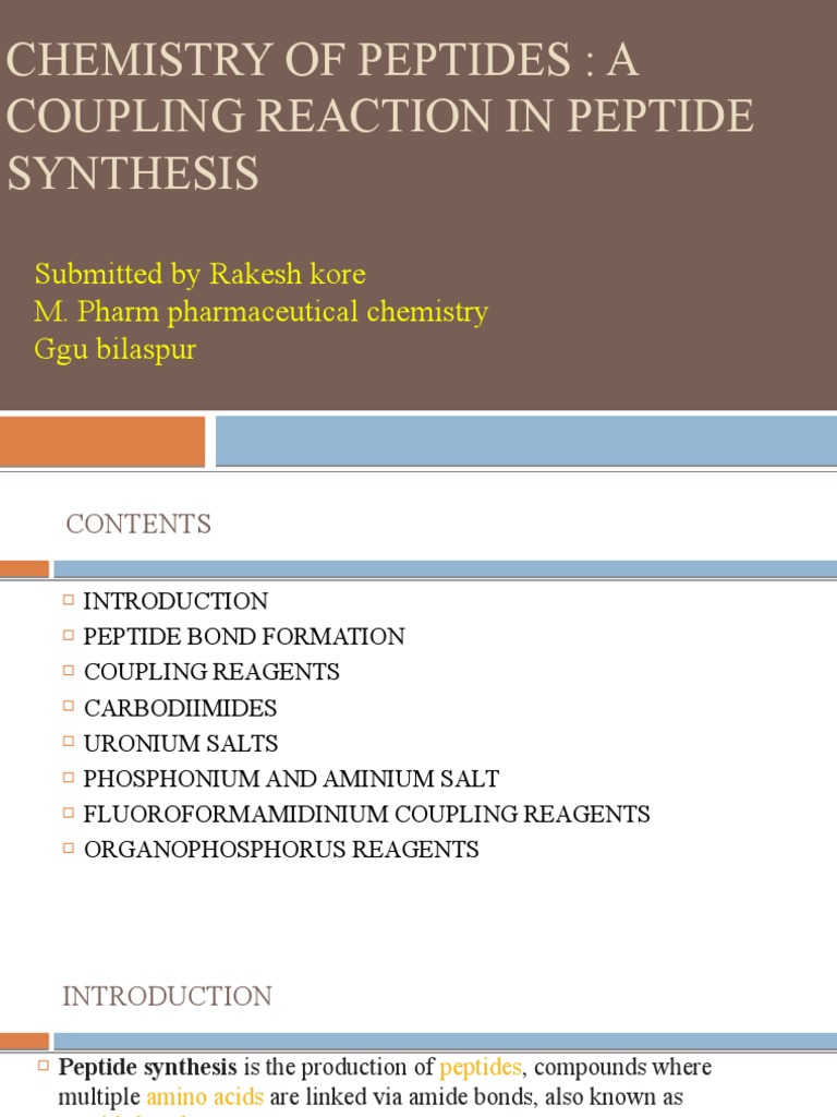 Chemistry of Peptides: A Coupling Reaction in Peptide Synthesis | PDF ...