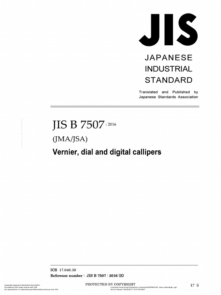Jsa Jis B 7507 2016 | PDF | Metrology