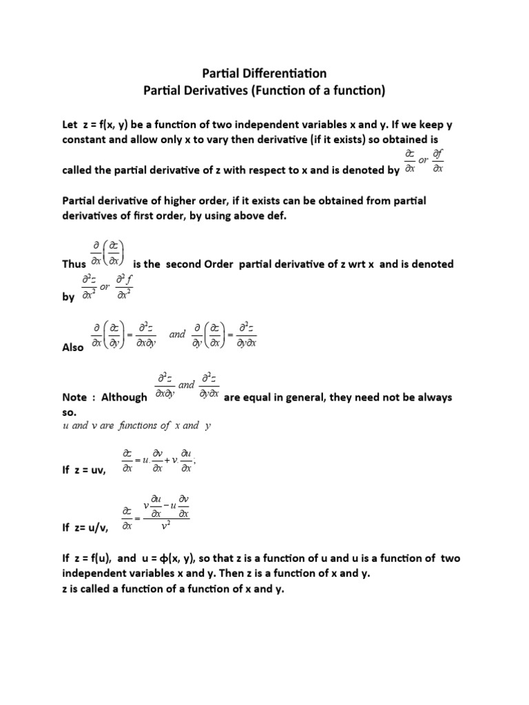 BTech Sem I Partial Diff 1 | PDF | Derivative | Function (Mathematics)