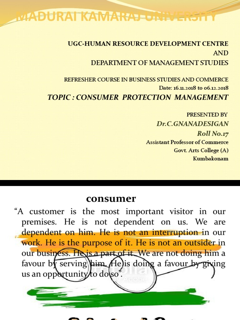 Consumer Protection Management | PDF | Consumer Protection | Business