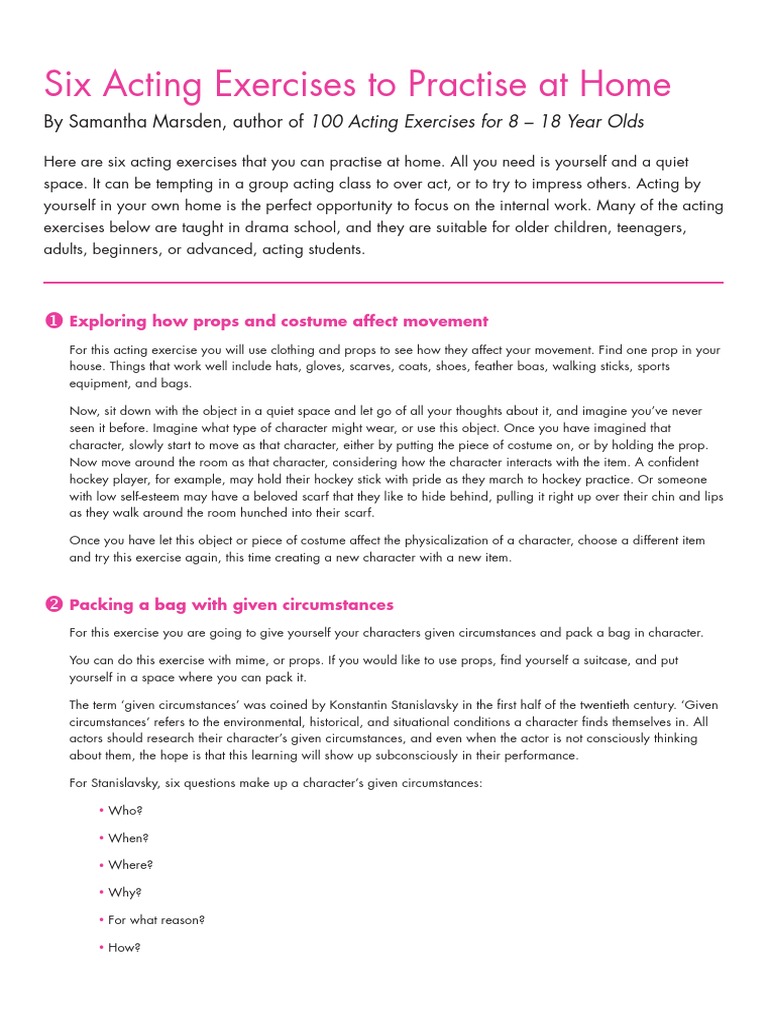 Six Acting Exercises You Can Practice at Home: Exploring Character ...