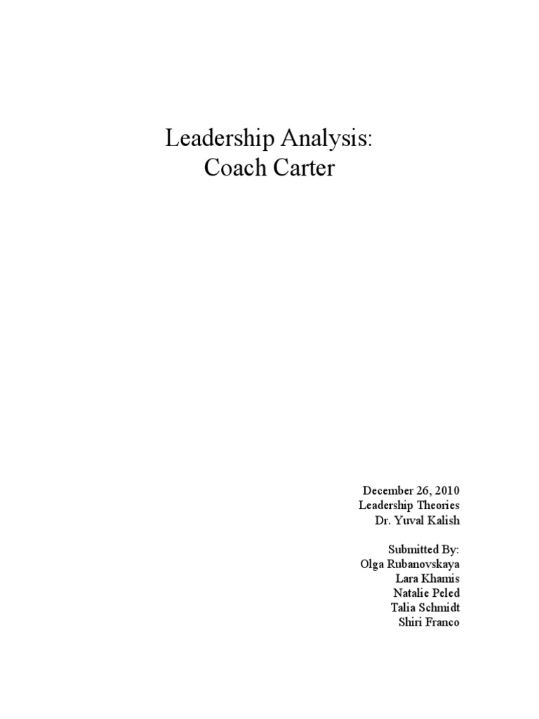 Coach Carter Leadership Paper | PDF | Leadership | Transformational ...