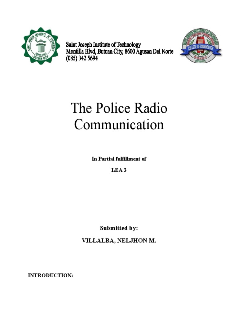 The Police Radio Communication: in Partial Fulfillment of Lea 3 | PDF ...