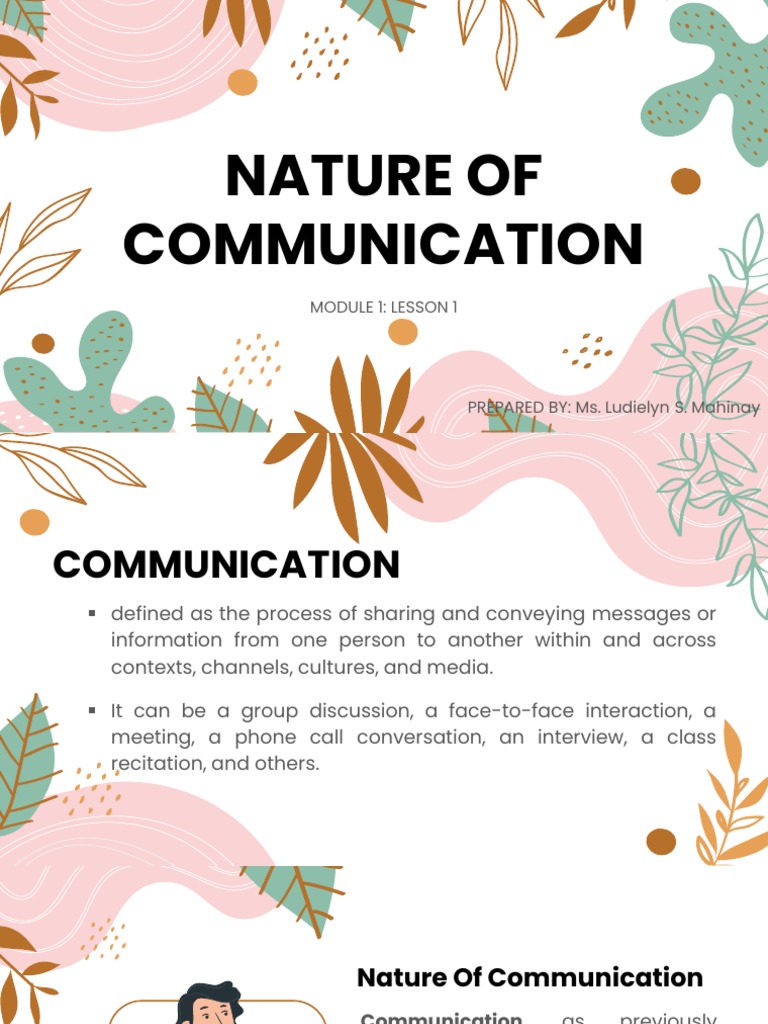 Lesson 1 Nature of Communication | PDF | Communication | Nonverbal ...