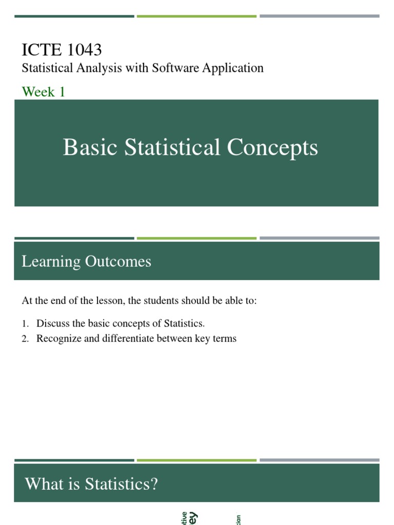 Week 1 Basic Statistical Concepts Pdf Statistics Cognition