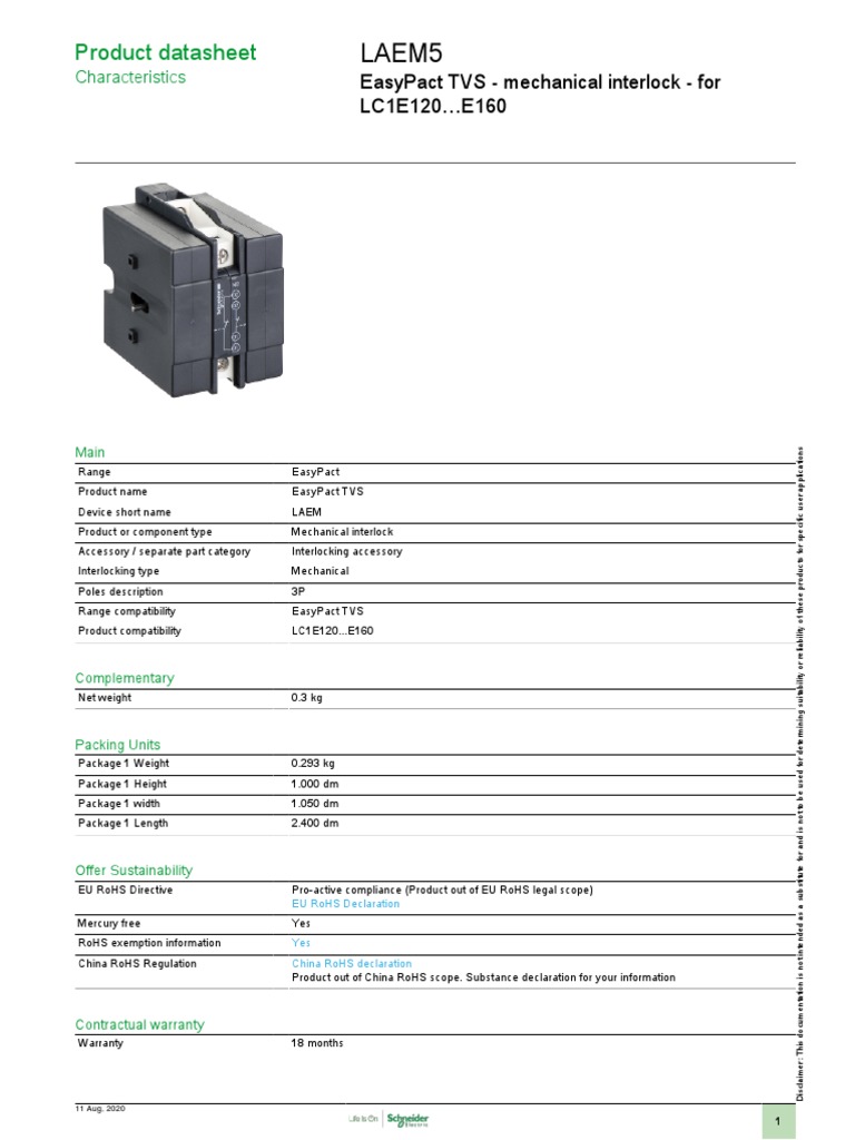 EasyPact TVS LAEM5 Mechanical Interlock | PDF