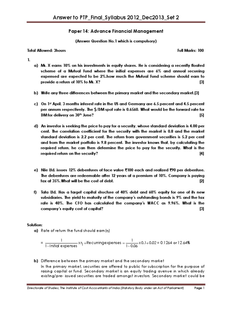 Paper14 Solution | PDF | Option (Finance) | Put Option