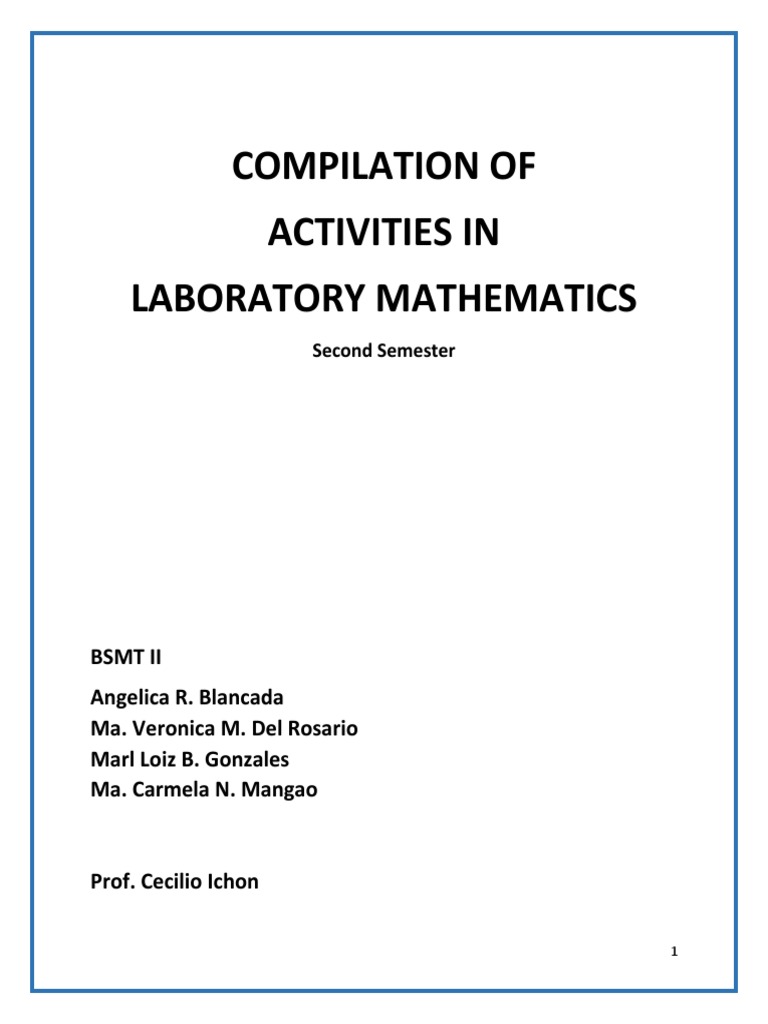 Compilation of Activities in Laboratory Mathematics | PDF | Density | Litre