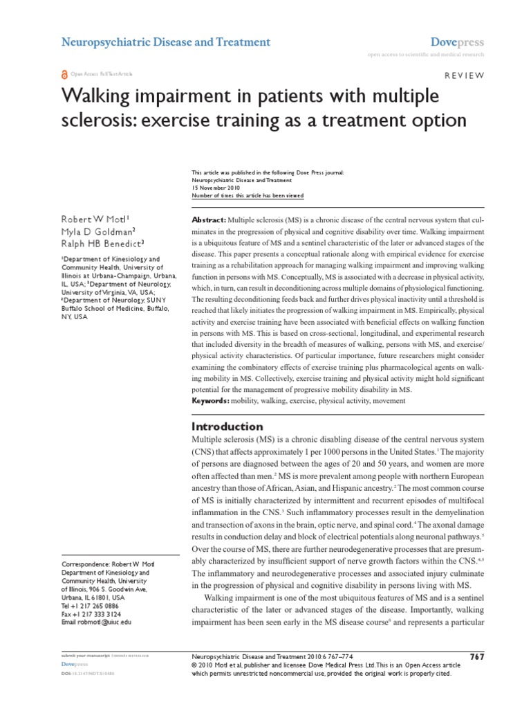 Walking Impairment in Patients With Multiple Sclerosis | PDF | Multiple ...