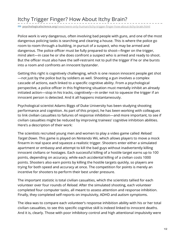 Itchy Trigger Finger How About Itchy Brain | PDF | Impulsivity ...