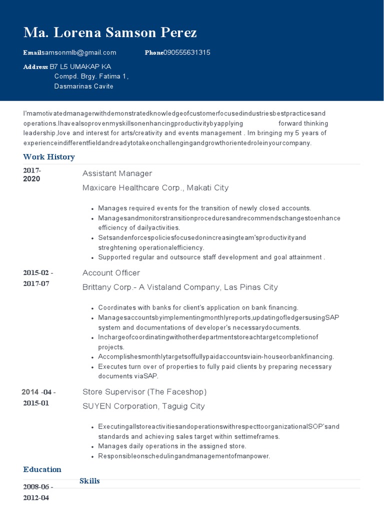 MaLorena Samson-Resume 2021 | PDF | Business | Economies